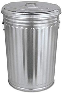 plexon pre-galvanized trash can with lid round, steel, 20gal, grey, outdoor garbage can., 45520gallonwlid