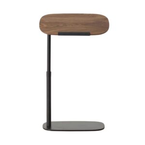 raymen walnut wood c-shaped side table, adjustable height & swivel end table for sofa & couch, living room, bedroom, study, and small spaces, steel base