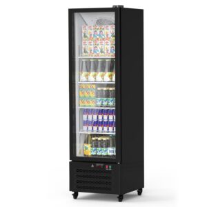 aconee refrigerator commercial glass door display upright freezer, black