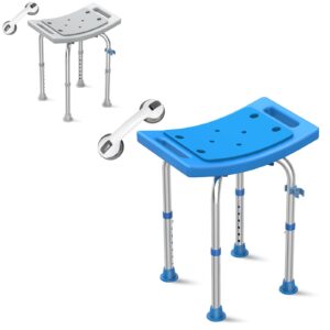 ugarden heavy duty stainless steel shower chair seat, 400lbs adjustable height shower stool for inside shower, blue bath seat chair, handicap bathroom stool, shower stools for seniors, adults,disabled