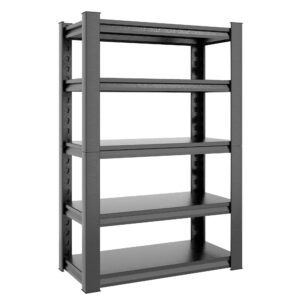 dartiia 72" h garage shelving 2500lbs heavy duty storage shelves adjustable 5 tier metal shelves for storage garage industrial shelving utility racks,16" d*36" w*72" h,black