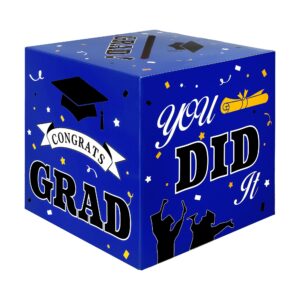 graduation card box, 2024 graduation party decorations, graduation box, graduation card holder foldable congrats grad card gift box class of 2024 for graduation party supplies party favors blue