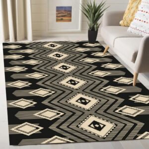 bohemian tribal black beige washable soft wool area rugs for living room bedroom non shedding moroccan southwest carpet under dining table lux home office floor rug 6x10