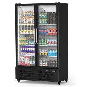 aconee refrigerator commercial glass door display upright freezer, black