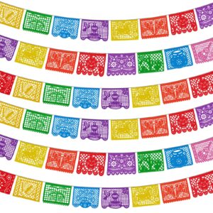 yadecoma 6 packs 108 ft fiesta party decorations mexican party banners papel picado banners cinco de mayo decorations dia de los muertos decor mexico halloween banner birthday party decorations