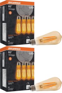 ledvance (case of 8 bulbs) sylvania led vintage filament st19 light bulb, 60 watt equivalent using only 7 watts, medium base, 590 lumens, dimmable, 2175k, amber glow (40329)