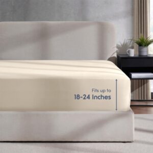 nestl linen twin fitted sheet kids, extra deep pocket fitted sheet twin size, 1800 microfiber fitted twin sheet only, ultra soft twin bed fitted sheet fits up to 24 inch mattress