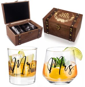 melonva wedding keepsake box wedding gifts for couples 2024 engagement gifts for couples with wine glasses wedding memory box newly engaged gifts fiance wine glasses for couple