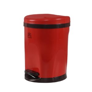 julyeen plastic round kitchen step trash can, 1.8 gallons garbage bin with soft close lid and removable bucket, red