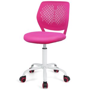 honey joy kids desk chair, children study chair w/adjustable height, low back, swivel rolling mesh task student chair, kids computer chair for teens girls boys home/school/office (rose)