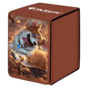 ultra pro - mana 8 alcove edge deck box - lotus for magic: the gathering, store & protect up to 100 standard size mtg cards, great for commander deck, side loading deck box, premium leatherette