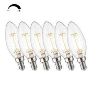 zeyu 6 pack e12 dimmable led bulb, 4w edison light bulb 25 watt equivalent, 2700k warm white with clear glass, c35-led-4w