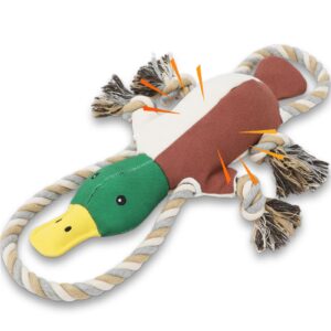 lesmeet upgraded duck dog toys for aggressive chewers puppy toys with crinkle paper and squeaker, interactive tug of war dog toy for small, medium, and large breeds