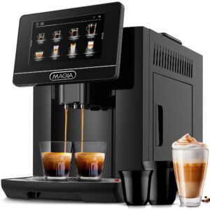 zulay magia fully automatic espresso machine with grinder - 19 customizable coffee options - auto-cleaning for easy maintenance - milk-foam system for latte, cappuccino, macchiato