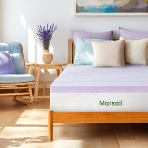 marsail 2-inch twin xl memory foam mattress topper with lavender scent, gel infused cooling mattress topper, soft mattress topper for sleeper sofa, rv, camper, certipur-us certified