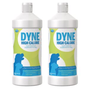 pet-ag dyne high calorie liquid nutritional supplement for dogs & puppies 8 weeks and older - 32 oz, pack of 2 - supports performance and endurance - sweet vanilla flavor