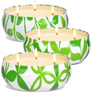 citronella candles outdoor indoor - large 3-wick 3 pack citronella scented candles set 12oz natural soy wax citronella candles for garden patio yard home balcony camping backyard, summer candle gift