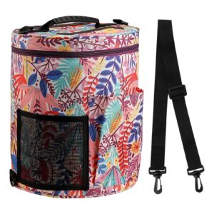 yarn bag with customized front compartment for knitting accessories, large crochet tote yarn organizer yarn bowl with zipper closure and shoulder strap for crocheting(as shown,size:11.02x12.99inch)