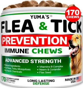 flea and tick prevention for dogs chewables - 170 treats - natural dog flea and tick treatment chewable - flea and tick chews for dogs - soft oral flea pills for dogs - all breeds & ages - made in usa