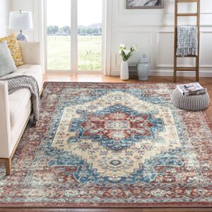 westloom washable area rug 5x7 oriental rug medallion rugs vintage living room rug,large rug non-slip bohemian printed non-shedding carpet for dining room dorm,red 5x7