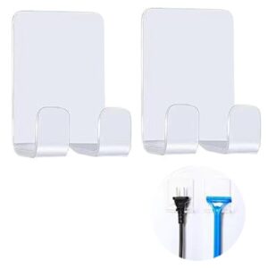 wjwumha 2pcs razor holder for shower, self-adhesive wall mount shaver holder bathroom acrylic towel loofah organizer