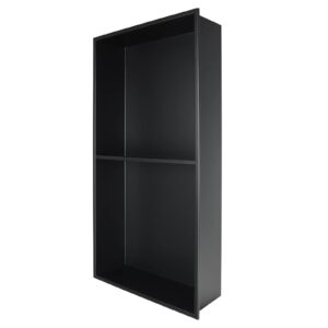 shower niche 24" x 12" black, stainless steel wall niche double shelves recessed shower shelf for bathroom storage, no tile needed over mount installation