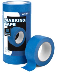 weliu painters tape 6 rolls (990 ft) masking tape, blue painter’s tape for home office school, diy crafts, labeling, edge finishing, 2 inches x 55 yards