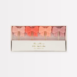 meri meri pink bow candles (pack of 4)