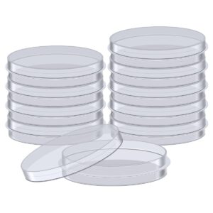 bipee 20pcs sterile plastic petri dishes with lids 35x 12 mm deep clear lab petri dishes cell culture dishes for school science project, lab experiment, biological themed party supplies (20, 35mm)