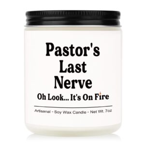 craftique funny pastor appreciation gifts, pastor gifts for men women- handmade scented candle- birthday retirement ordination christmas gifts for pastor, gift for pastor appreciation day, 7oz