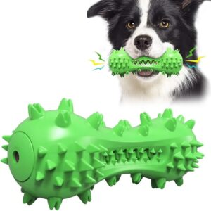 wanijaning dog toy, toothbrush dogs chew squeaky toys, durable bones for aggressive chewers, dental oral care for small, medium and large dogs - green