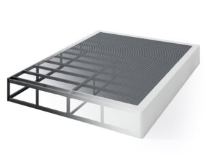 qeromy 9 inch high profile box spring, sturdy metal frame mattress foundation, easy assembly, quiet & noise-free, queen size