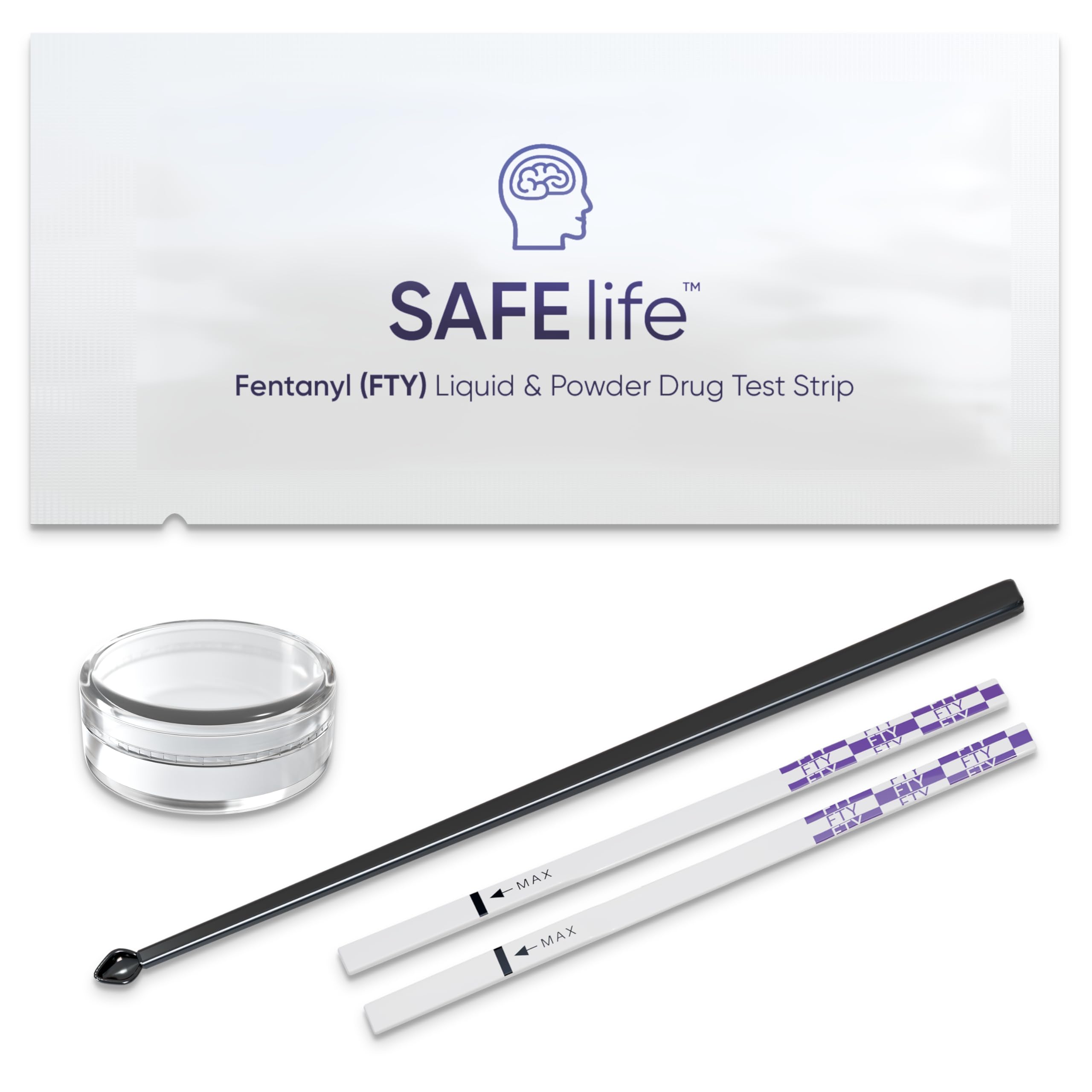 SAFE LIFE Fentanyl Test Strips for Powder, Liquid & Pills - Highly Sensitity Fentanyl Testing Strips Cut-Off Level 10 ng/ml-Powders | Fentanyl Test Kit [25] Pack