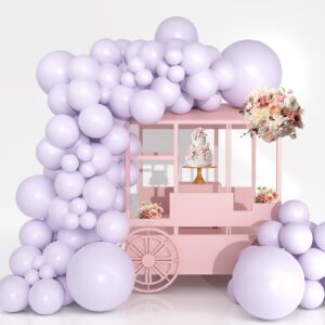 light purple balloons different sizes, 18 12 10 5 inch double stuffed pastel purple balloons, macaron lavender purple balloon arch for boho party, baby shower, birthday, weddings (light purple）