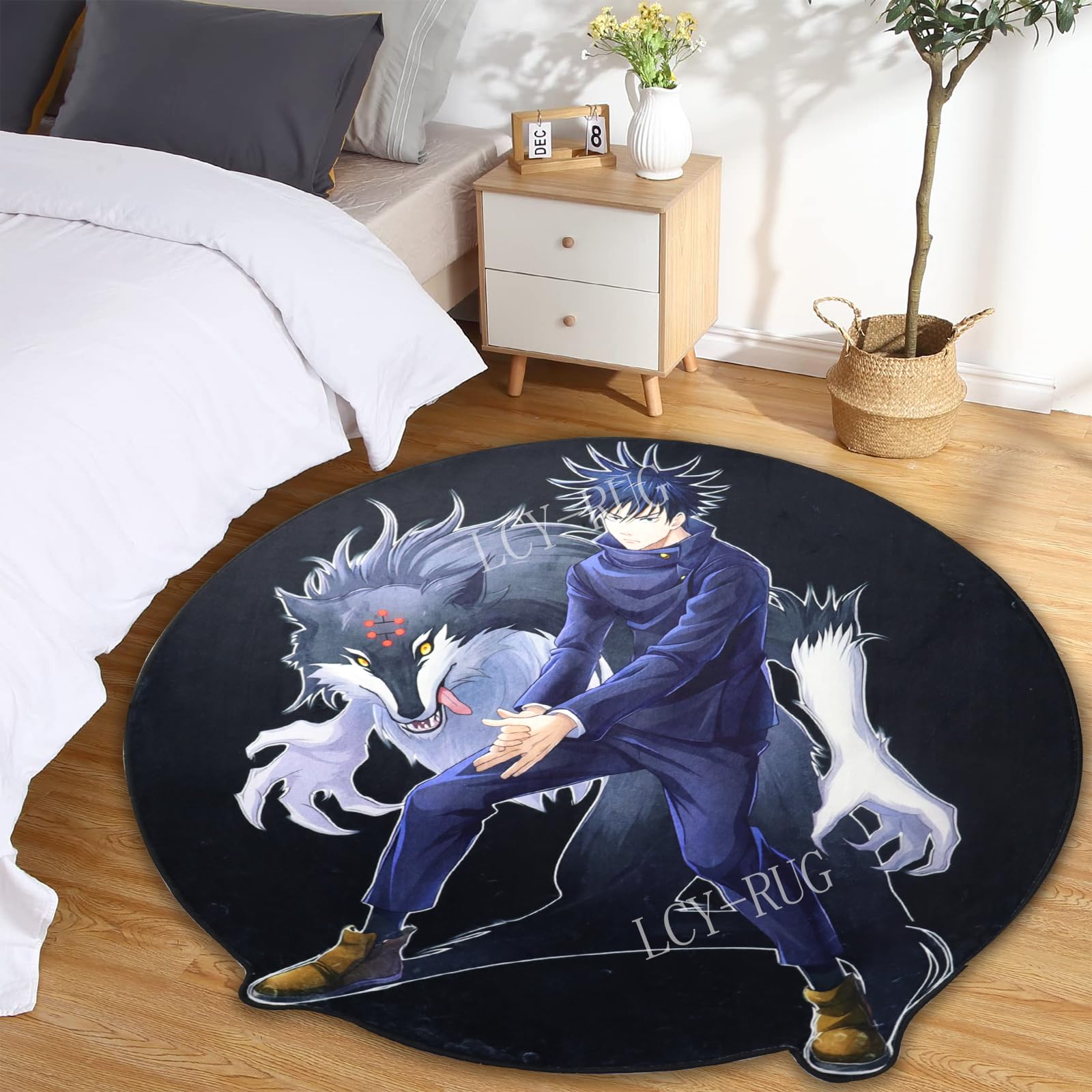 generic Anime Carpet Round Area Shape Rug Non Slip Ultra Soft Tufted Circular Rugs for Bedroom,Dorm,Gaming Room Best Anime Decor, 39×39