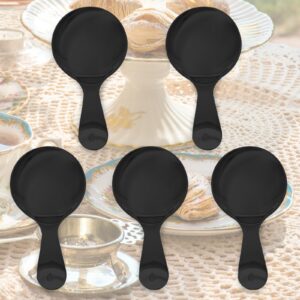 cionyce 5 pack of stainless steel mini spoons - ice cream spoon short handle, perfect for condiments, desserts, tea, coffee - black spoons