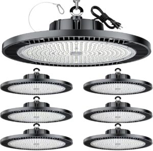 thelux super bright ufo led high bay light 200w 30000lm 5000k,100v-277v, daylight with plug, high bay led lights for warehouse workshop factory barn logistics center 6 pack with fcc certificated