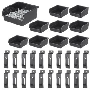 sumnacon slatwall bins 10 pcs small parts bins with hooks for garage plastic wall mounted storage bins for craft room workshop multiple stackable screws storage organizer bins for hardware accessories