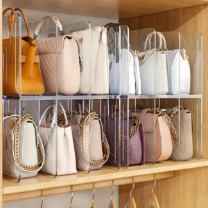 clear closet bag storage dividers rack, detachable cupboard shelf, acrylic shelf dividers, purse storage organizer, handbag display stand, desk file sorter stand holder bookshelf