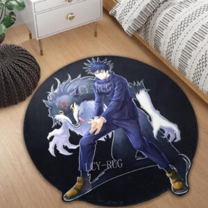 generic anime carpet round area shape rug non slip ultra soft tufted circular rugs for bedroom,dorm,gaming room best anime decor, 39×39