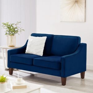 rendgo modern 52" sofa, comfy sofa couch with extra deep seats,upholstered velvet 2-seat sofa with removable cushions for livingrooom bedroom,navy