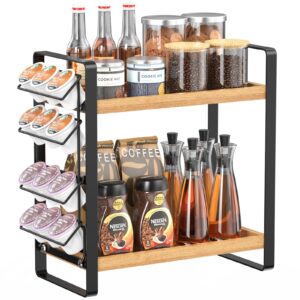 lemikkle coffee station organizer for counter, coffee pods holder storage, kitchen organizers and storage, coffee bar decor for coffee accessories organizer