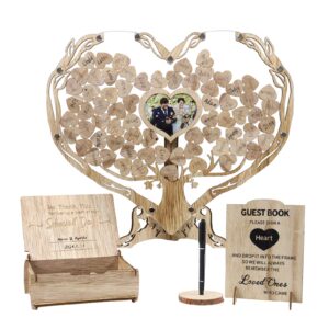 heart wedding guest book alternative, rustic wooden wedding guest book with heart picture frame, wedding heart guest book drop box, personalized wedding guest book for wedding decor party birthday