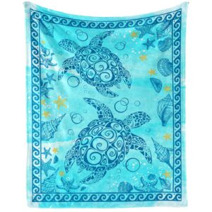 homieblanket sea turtle blanket for boys girls, cute sea turtle themed design printed throw blankets for kids lap, chair sofa, warm soft cozy blanket, 40"x 50"