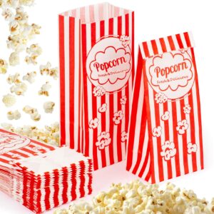 maqihan 50 popcorn bags individual servings - flat bottom paper popcorn food bags party pop corn sleeves bulk carnival halloween snack packs gift favor treat bolsas para palomitas movie night supplies