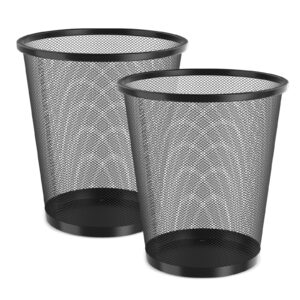 magshion 5 gallon small mesh trash can, open-top garbage bin container, metal trash wastebasket for kitchen, bathroom, bedroom and outdoor, black