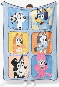 bluey & friends plush throw blanket - measures 46 x 60 inches - super soft & cozy fleece kids bedding