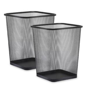 magshion 5 gallon small mesh trash can, open-top metal garbage bin container, trash wastebasket for kitchen, bathroom, bedroom and outdoor, black