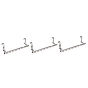 lifkome 3pcs telescopic towel rack cabinet door towel holder kitchen towel hook kitchen towel shelf versatile towel holder hanging on cabinet bar rack metal stainless steel no punching