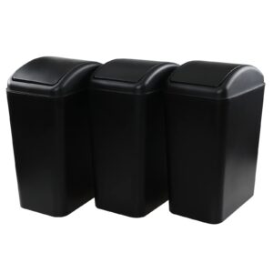 melontray 3 pack 4.5 gallon swing lid garbage can, plastic trash bins for office, kitchen, bathroom, bedroom, black